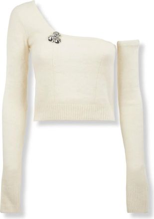 Blumarine Femme, Pulls, Beige, Taille: 38 FR Top en maille asym&eacute;trique