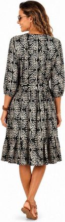 Sublevel Sommerkleid Sommerkleid mit Print und G&uuml;rtel Freizeitkleid 3/4 Arm Kleid Volant