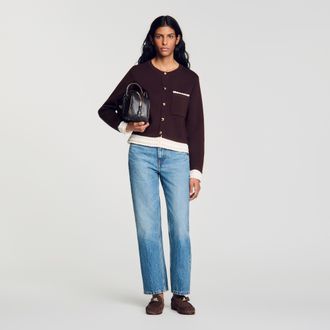 Sandro Cardigan mit Kontrastspitze
