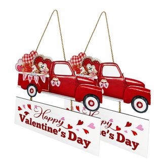 BESPORTBLE 2 St&uuml;ck Holz T&uuml;rschilder Valentinstag Wetterfeste Veranda Deko Stabile Holz H&auml;ngeschilder mit Farbiger Oberfl&auml;che f&uuml;r Haus Garten