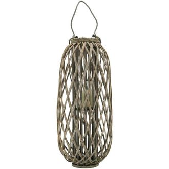 Aubry Gaspard Lanterne en osier gris ajouré et verre Hauteur 80cm