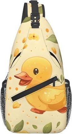 Generic Sacoche Port&eacute; &eacute;paule Fleur jaune canard Mode Sling Sac &agrave; Bandouli&egrave;re R&eacute;glable Sac &agrave; Dos Militaire pour Femme &eacute;cole Camping