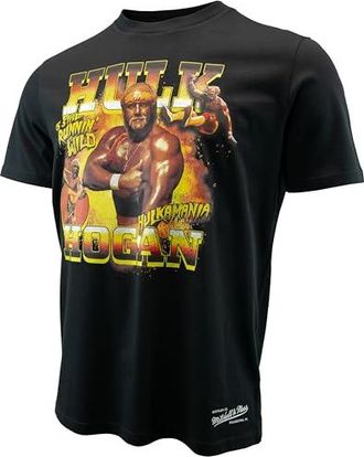 Mitchell & Ness WWE Legends T-Shirt - Hulk Hogan Wild, Couleur: Noir, Taille: L