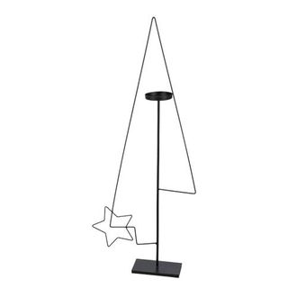 Gilde Kerzenleuchter Star in Tree - Metall - Schwarz Matt - Sternmotiv - Tannenbaum - H&ouml;he 106cm x Breite 48cm