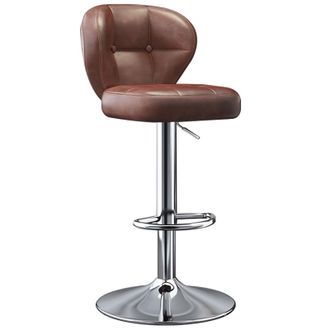 Generic Moderne, H&ouml;henverstellbare Drehhocker mit Kunstledersitzkissen In Braun/Rot/Schwarz/Gr&uuml;n/Grau und Schwarzem/Silbernem Gestell f&uuml;r K&uuml;cheninseln