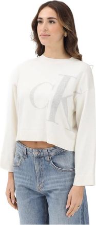 Calvin Klein Jeans Femme, Pulls, Blanc, Taille: 40 FR Maille Ras du Cou