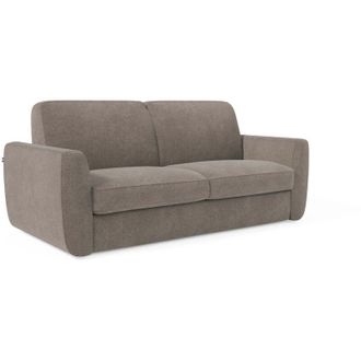 Divani.Store Leonida Abziehbares Schlafsofa mit Matratze H18 cm und Kissenfach aus abwaschbarem Stoff 202 cm Graubeige
