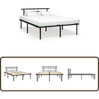 vidaXL Bettgestell Schwarz Metall 140x200 cm - Metallbett - Doppelbett - Boxspringbett - Bettgestell - Schlafraum