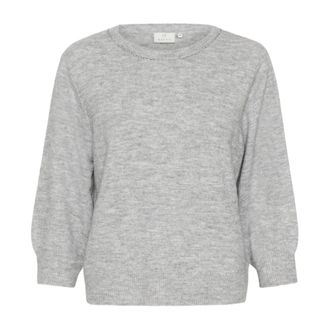 Kaffe Grauer Melange Pullover mit Similisten-Detail - - Knitwear - Damen - Grau - XS