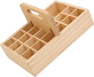 Valiclud Holzkiste Aufbewahrungskorb Aus Naturholz Mit 21 F&auml;chern Tragbarer Handbeh&auml;lter F&uuml;r &Auml;therische &Ouml;le Und Flaschen Organizer Mit Abnehmbarem Einsatz F&uuml;r 