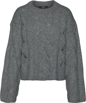 Vero Moda Vmlina Ls Pull à col Rond GA Tricot, Baume Green, L Femme