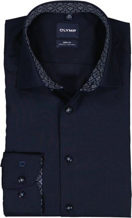 Olymp Herren Hemd blau Baumwoll-Stretch