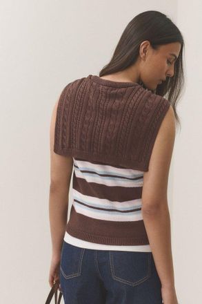 Next Strickpullover &Auml;rmelloser Pullover mit Schallage aus Baumwolle (1-tlg)