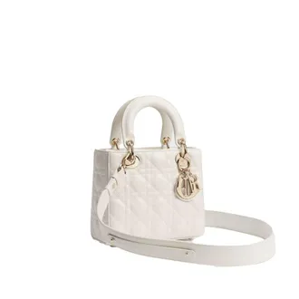 Dior Womens White Lamb Leather Handbag Bag