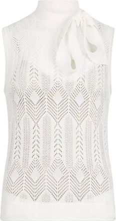 Liu Jo Femme, Pulls, Blanc, Taille: 38 FR Cotton Crochet Sleeveless Top