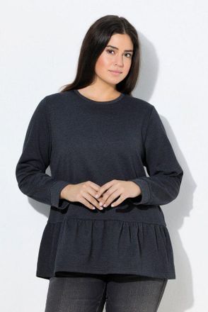 Ulla Popken Sweatshirt Sweatshirt Volantsaum A-Linie Rundhals Langarm