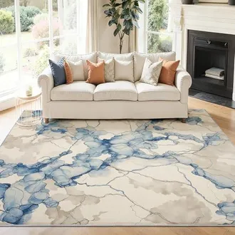 Generic Tapis Rond Salon 160 x 230 cm, Lavable Antid&eacute;rapant Tapis, Moderne Abstrait &Eacute;l&eacute;gant Fissures Courbes Imprim&eacute; Carpette pour la Chambre la Salle &agrave; Mange