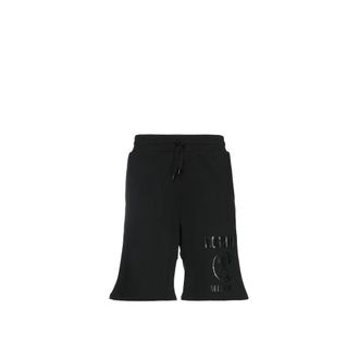 Moschino Homme, Shorts, Noir, Taille: L Short en Coton Noir avec Logo Couture