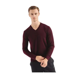 A|X Armani Exchange Homme, Pulls, Rouge, Taille: XS Pull classique col en V en Rouge Vin