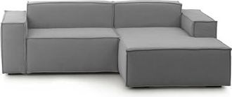 Talamo Italia Sofa mit Halbinsel Lidia, modulares Sofa mit rechter Chaiselongue, modernes Stoffsofa, 100 % Made in Italy, 240 x 170 x 70 cm, Grau