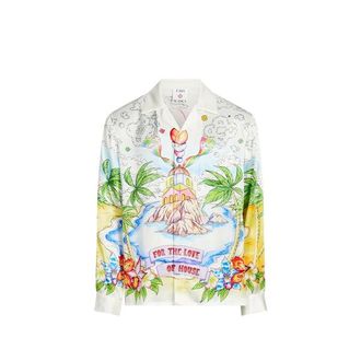 Casablanca Chemise col cubain imprim&eacute; en soie