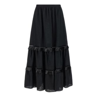 Kiton Langer- weiter Rock - - Skirts - Damen - Schwarzk - S