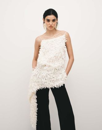 Mango Capsule - Caraco long textur&eacute; - Blanc