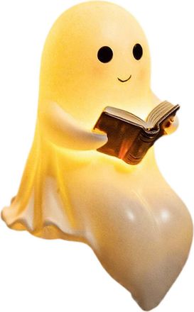Generic Halloween-Nachtlampe - Bezauberndes Lesegeist-Harz- | Nachttischdekoration mit weichem Licht für Kinderzimmer, Bücherregale, Schlafzimmerelemente, leu