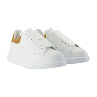 Alexander McQueen Womens Oversized Leather Sneaker White Calfskin