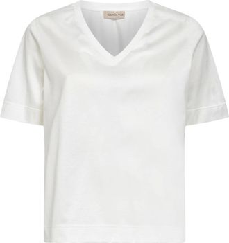 Blanca Vita Femme, Tops, Blanc, Taille: 38 FR T-shirt &agrave; Manches Courtes et Col en V