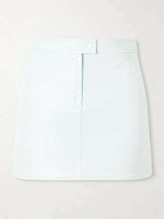 Courr&egrave;ges Minirock Aus Einer Beschichteten Baumwollmischung Mit Applikation - Gr&uuml;n