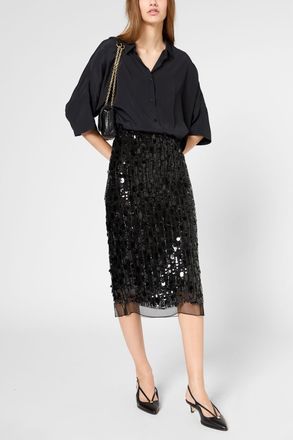 Gerard Darel Jupe droite en voile et sequins - VELLIA - Noir
