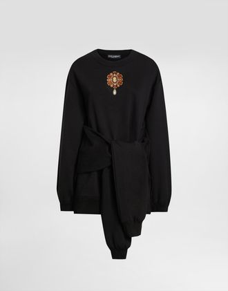 Dolce & Gabbana Sweatshirt Aus Baumwolle Mit Kapuze - Frau T-shirts Und Sweatshirts Schwarz 38