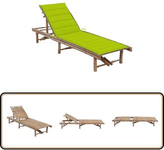 vidaXL Vidaxl - Garten-Sonnenliege mit Auflage Bambus - Bambus Liege - Gartenliege - Sonnenliege - Relax Liege - Outdoor M&ouml;bel