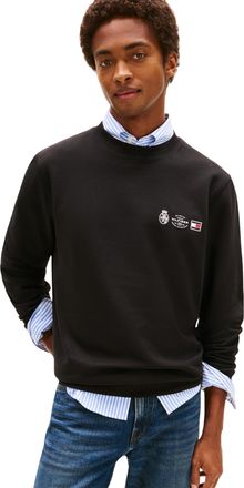 Tommy Hilfiger Herren Sweatshirt Small Crest Outline mit Rundhalsausschnitt, Schwarz (Black), L