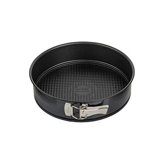 Zenker Springform 26 cm BLACK METALLIC, Backform mit Antihaftbeschichtung, runde Kuchenform mit Flachboden (Farbe: Schwarz), Menge: 1 Stück