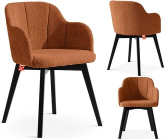 Konsimo Polsterstuhl LONIS Esszimmerstühle, Loungesessel, hergestellt in der EU (Boucléstoff), superstabiler schwarz Buchenholzrahmen, Modern, mit Armlehnen (