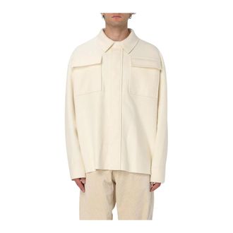 Jil Sander Homme, Vestes, Blanc, Taille: M Chemise en Laine Veste Coupe D&eacute;contract&eacute;e
