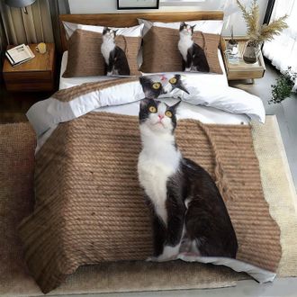 Generic Bettw&auml;sche 155x220 Minimalistisch Bettbezug 155x220 Kuhkatze Bettbezug mit 2 Kissenbez&uuml;ge 80x80cm, Bettw&auml;sche-Sets Microfaser mit Rei&szlig;verschluss b135