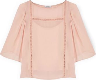 Motivi Femme, Blouses et Chemises, Rose, Taille: 40 FR Blouse en georgette avec broderie ajour&eacute;e
