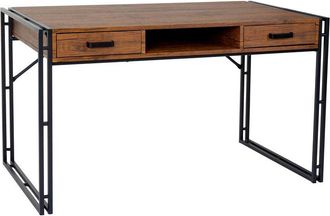 Hhg Bureau Dohna, table dordinateur, 121x70cm, structure 3D, aspect ch&ecirc;ne sauvage