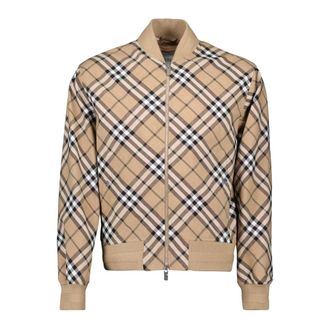 Burberry Homme, Vestes, Beige, Taille: S Bomber &agrave; Carreaux pour Homme