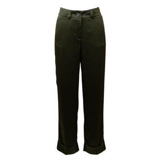 PESERICO Dunkelgr&uuml;ne- gerade geschnittene Cropped-Hose - - Trousers - Damen - Gr&uuml;n - XS