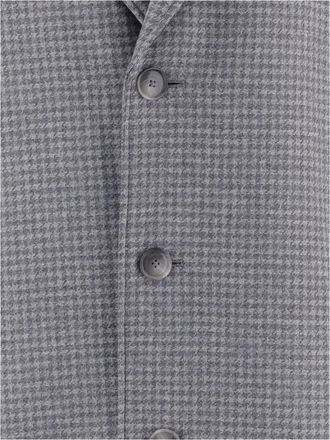 HUGO BOSS Wool-Blend Houndstooth Coat - Gray