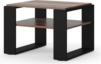 Vicco Couchtisch Helm, Couchtisch mit der Ablage, Antikholz/Schwarz, 65.6 x 55,8 cm mit Ablage