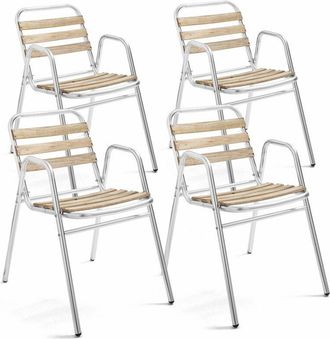 Oviala Oviala - Lot de 4 fauteuils de jardin aluminium gris