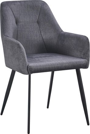 CARRYHOME Armlehnstuhl, Grau, Schwarz, Metall, Textil, eckig, 57x87x59 cm, Esszimmer, St&uuml;hle, Esszimmerst&uuml;hle, Armlehnenst&uuml;hle