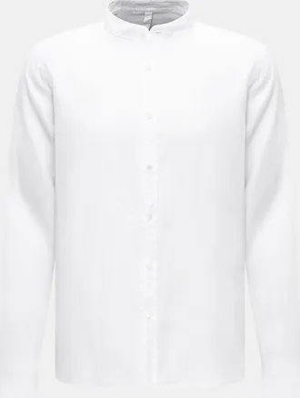04651/ Herren - Leinenhemd Linen Guru Grandad-Kragen weiß