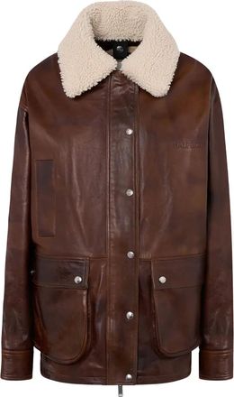 Halfboy Lederjacke mit Shearling-Kragen - Braun