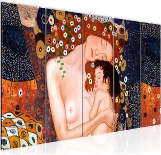 Runa Art Bild Gustav Klimt Mutter und Kind Wandbilder auf Vlies Leinwand 5 Teilig Wanddekoration Wohnzimmer 700256a